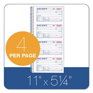 TOPS Money/Rent Receipt Book, 2-Part, Carbonless, 11 x 5.25 Inches, 4 Receipts/Page, 200 Sets per Book (4161) , White