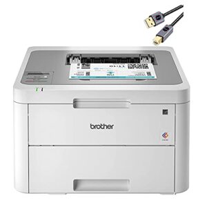 brother l-3210cw series compact digital color laser printer i wireless & usb connectivity | mobile printing i print up to 19 pages/min i up to 250-sheet/tray input + printer cable