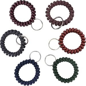 BIHRTC Pack of 6 Wrist Keychain Spiral Stretchable Plastic Coil Wrist Key Holder Stretch Wristband Elastic Stretchable Spiral Bracelet Key Holder Key Ring for ID Badge Sauna Outdoor Sport