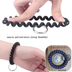 BIHRTC Pack of 6 Wrist Keychain Spiral Stretchable Plastic Coil Wrist Key Holder Stretch Wristband Elastic Stretchable Spiral Bracelet Key Holder Key Ring for ID Badge Sauna Outdoor Sport