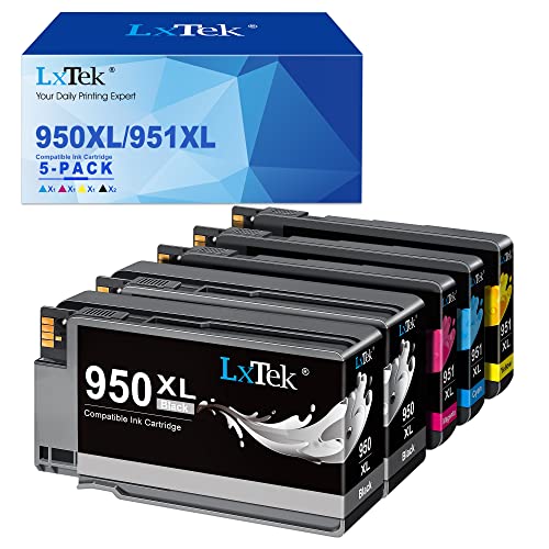 LxTek Compatible Ink Cartridge Replacement for HP 950 950XL 951 951XL to Compatible with OfficeJet PRO 8600 8610 8620 8630 8100 8625 8615 276dw Printer Tray (2 Black, 1 Yellow, 1 Magenta, 1 Cyan)