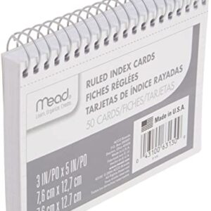 Mead Wirebound Ruled Index Cards, 3 X 5 Inches (63130)