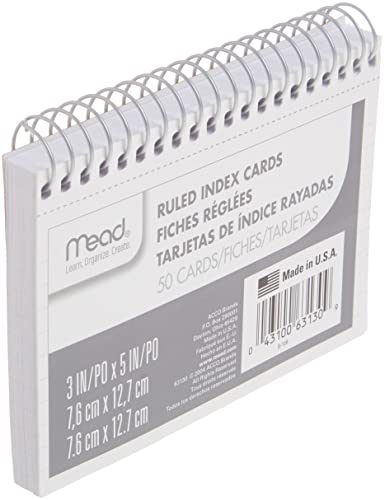 Mead Wirebound Ruled Index Cards, 3 X 5 Inches (63130)