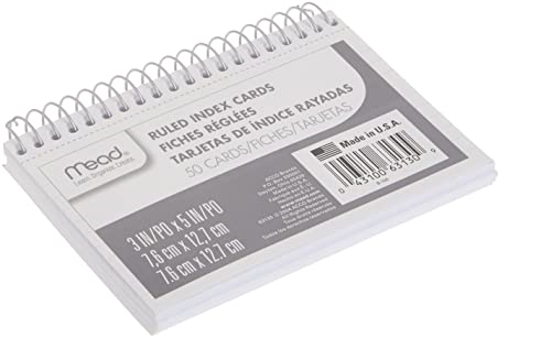 Mead Wirebound Ruled Index Cards, 3 X 5 Inches (63130)