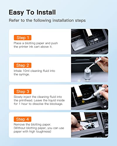 E-Z Ink (TM Printer Cleaning Kit|Printhead Cleaning Kit|for HP/Epson/Canon/Brother Inkjet Printers WF-7710 WF-3640 7620 8600 8610 8620 WF-2750 WF-2650 ET-2750 ET-2650 Liquid Printers Nozzle (100ml)