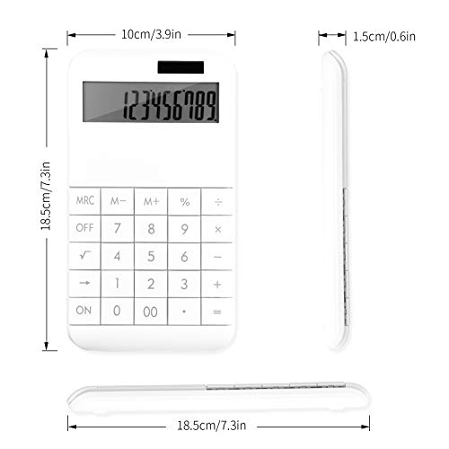 EooCoo Basic Standard Calculator 12 Digit Desktop Calculator with Large LCD Display for Office, School, Home & Business Use, Modern Design - White