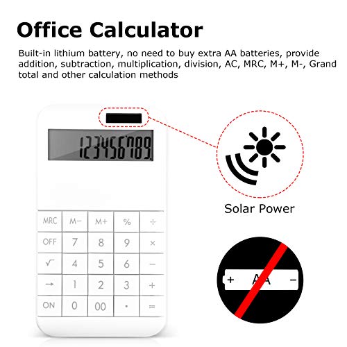 EooCoo Basic Standard Calculator 12 Digit Desktop Calculator with Large LCD Display for Office, School, Home & Business Use, Modern Design - White