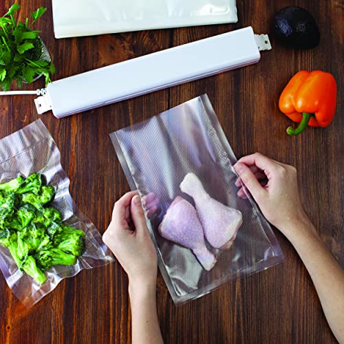 Houseables Vacuum Sealer Bags, Food Saver Rolls, Sous Vide Seal Bag, 11 Inch x 50 Ft, 2 Pack, Heavy Duty, Vaccum Sealed Roll, For Meal Storage, Vac Sealing Machine, Freezer, Reusable, Resealable