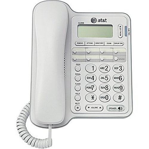 AT&T CL2909 Corded Phone with Speakerphone and Caller ID/Call Waiting, White