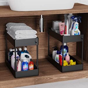 2 pack under sink organizer, avaspot under sink organizers and storage bathroom shelf organizer rack multi-purpose bath collection baskets for bathroom kitchen countertop and cabinet