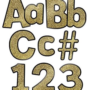 Carson Dellosa 4 In. Gold Glitter Bulletin Board Letters for Classroom, Alphabet Letters, Numbers, Punctuation & Symbol Cutouts, Gold Glitter Letters for Bulletin Board (219 pcs.)