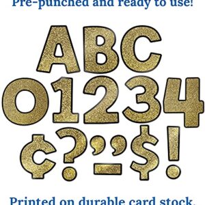 Carson Dellosa 4 In. Gold Glitter Bulletin Board Letters for Classroom, Alphabet Letters, Numbers, Punctuation & Symbol Cutouts, Gold Glitter Letters for Bulletin Board (219 pcs.)