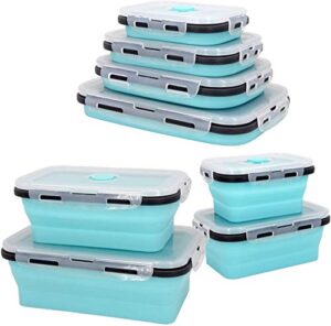 plastic food storage containers with lids -4pc silicone collapsible bpa free lunch box airtight vacuum seal – freezer microwavable food containers for fruit leftover food – rv organization and storage