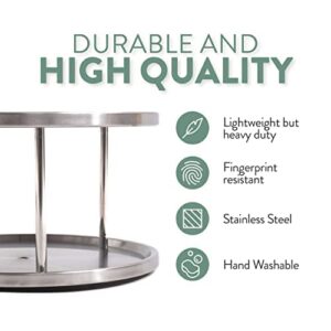 Estilo Stainless Steel 2-Tier Lazy Susan Organizer | 360-Degree Lazy Susan Turntable Organizer | Rotating/Spinning Organizer Storage | Food, Kitchen, Pantry, Spice, Medicine, Bathroom Cabinet Rack