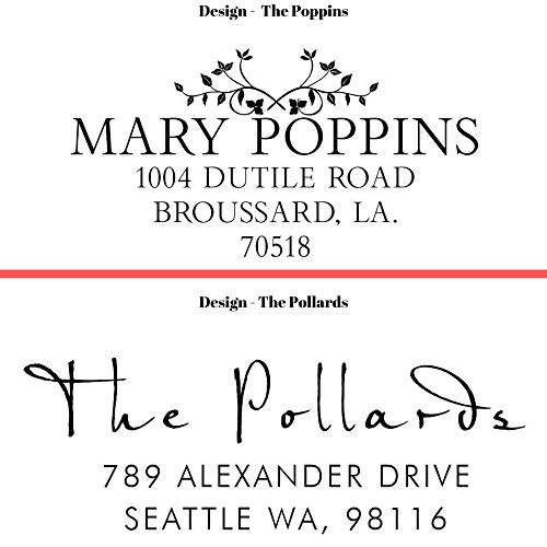 20 Designs to Choose!! Personalized - Address Stamp - Customized Stamp - Self-Inking Return Address Mail 3 Lines Custom Address Stamper - Black Red Blue Purple Green Ink - Wedding Invitation Stamp