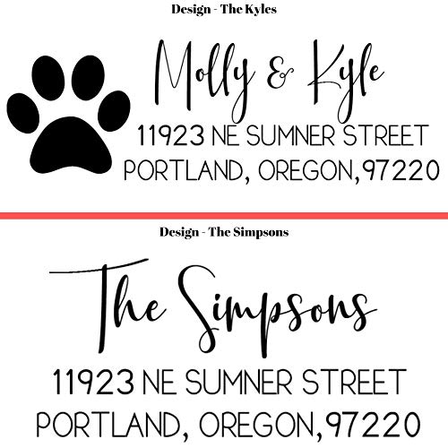 20 Designs to Choose!! Personalized - Address Stamp - Customized Stamp - Self-Inking Return Address Mail 3 Lines Custom Address Stamper - Black Red Blue Purple Green Ink - Wedding Invitation Stamp