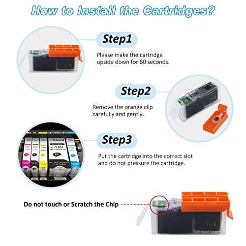 TekMall Compatible Ink Cartridges PGI-270XL CLI-271XL Ink 271 Ink 270 271XL 270XL Used for PIXMA MG7720 TS9020 TS8020 MG6821 TS9000 MG7700 MG6820 Printers 7 Pack (2*PGBK, BK, C, M, Y, GY)