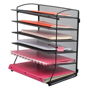 easepres 6-tier mesh desktop file organizer document letter tray holder for office or home, black