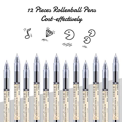 Chinco 0.35 mm Black Gel Ink Pen Extra-Fine Ballpoint Pen for Office School Stationery Supply (12 Pieces)