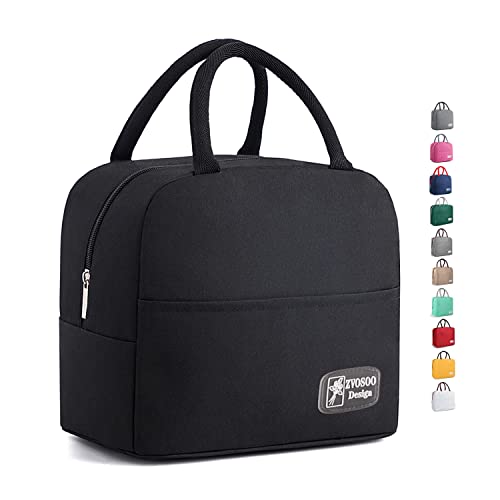 ZVOSOO Insulated Lunch Bags for Women and Men, Reusable Lunch Boxes, Waterproof Tote Bag ,Multi-Pocket Lunch Containers for Work, Office, Picnic, Outdoor (Black)