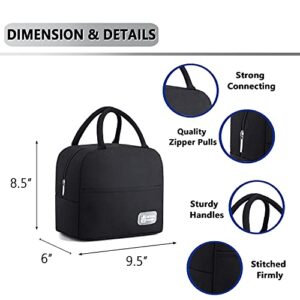 ZVOSOO Insulated Lunch Bags for Women and Men, Reusable Lunch Boxes, Waterproof Tote Bag ,Multi-Pocket Lunch Containers for Work, Office, Picnic, Outdoor (Black)