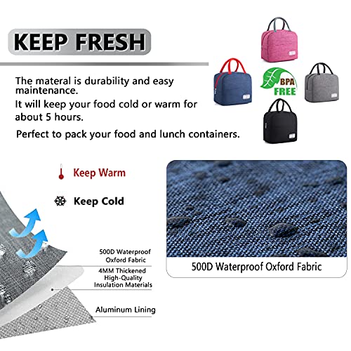 ZVOSOO Insulated Lunch Bags for Women and Men, Reusable Lunch Boxes, Waterproof Tote Bag ,Multi-Pocket Lunch Containers for Work, Office, Picnic, Outdoor (Black)