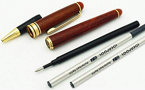 IDEAPOOL Genuine Rosewood Ballpoint Pen Writing Set - Extra 2 Black Ink Refills - Fancy Nice Gift Wooden Pen Set for Signature Executive Business Journaling