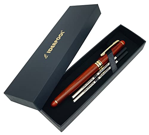 IDEAPOOL Genuine Rosewood Ballpoint Pen Writing Set - Extra 2 Black Ink Refills - Fancy Nice Gift Wooden Pen Set for Signature Executive Business Journaling