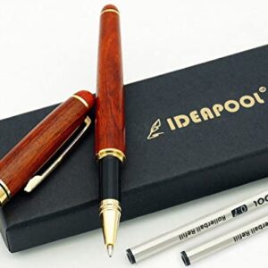 IDEAPOOL Genuine Rosewood Ballpoint Pen Writing Set - Extra 2 Black Ink Refills - Fancy Nice Gift Wooden Pen Set for Signature Executive Business Journaling