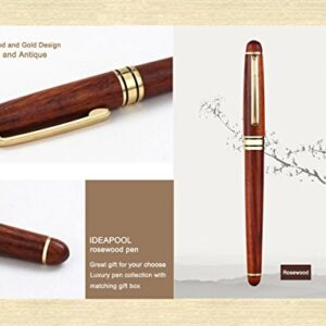 IDEAPOOL Genuine Rosewood Ballpoint Pen Writing Set - Extra 2 Black Ink Refills - Fancy Nice Gift Wooden Pen Set for Signature Executive Business Journaling