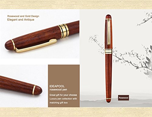 IDEAPOOL Genuine Rosewood Ballpoint Pen Writing Set - Extra 2 Black Ink Refills - Fancy Nice Gift Wooden Pen Set for Signature Executive Business Journaling