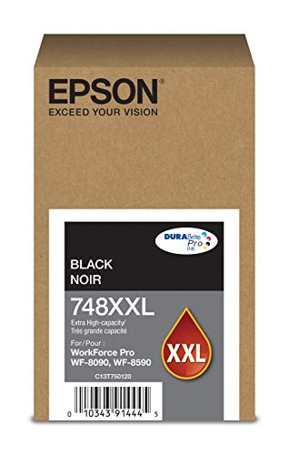 EPSON T748 DURABrite Pro -Ink High Capacity Black -Cartridge (T748XXL120) for select Epson WorkForce Printers