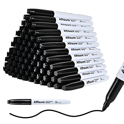 Permanent markers, 100 packs permanent markers bulk, quick drying in one second, waterproof, smooth, not easy to erase, durable, can be marked on glass, tiles and cloth, office supplies