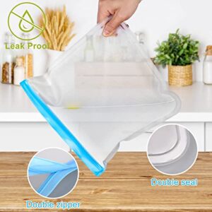 Reusable Sandwich Bags Dishwasher Safe,9 Pack Reusable bags silicone Extra Thick Leak-proof Reusable Quart bags for Marinate Meats, Cereal, Sandwich, Snack, Travel Items, Home Organization