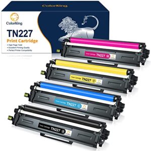 colorking compatible toner cartridge replacement for brother tn227 tn-227 tn227bk tn223 tn223bk for mfc-l3750cdw hl-l3210cw hl-l3290cd hl-l3230cdw mfc-l3770cdw toner (tn227bk/c/m/y high yield, 4 pack)