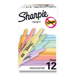 sharpie tank highlighters, mild pastel colors, assorted, chisel tip, 12 count