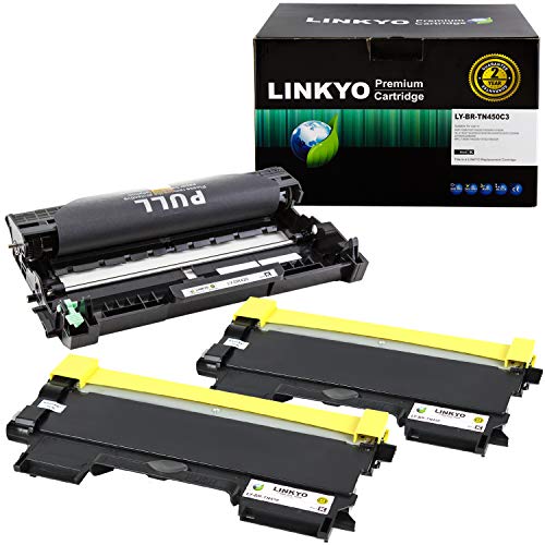 LINKYO Compatible Printer Toner Cartridge and Drum Unit Set Replacement for Brother TN450 TN-450 DR420 DR-420 (2 Toner Cartridges, 1 Drum Unit)