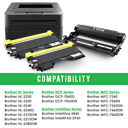 LINKYO Compatible Printer Toner Cartridge and Drum Unit Set Replacement for Brother TN450 TN-450 DR420 DR-420 (2 Toner Cartridges, 1 Drum Unit)