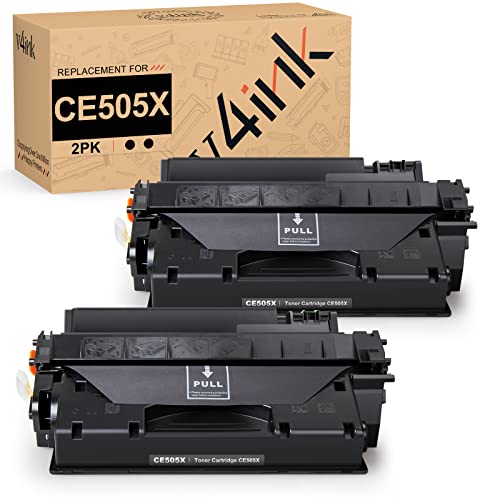 v4ink 2PK Compatible Toner Cartridge Replacement for HP 05X CE505X Toner Black Ink High Yield for use in HP P2055dn P2055 P2055D P2055X HP Pro 400 M401n M401dne M401dw MFP M425dn Printer