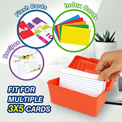 H4D Index Card Holder 3x5, Index Card Box Organizer Case, 3x5 Flash Note Card Holder, 300 Card Capacity Box, 3 Packs (Red/Green/Yellow)