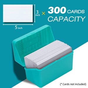 H4D Index Card Holder 3x5, Index Card Box Organizer Case, 3x5 Flash Note Card Holder, 300 Card Capacity Box, 3 Packs (Red/Green/Yellow)