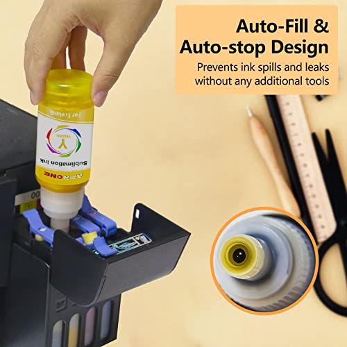 Autofill Syringe-Free Sublimation Ink for Epson EcoTank ET-4800 ET-2850 ET-2800 ET-2803 ET-2760 ET-2720 ET-2400 ET-3850 ET-2750 ET-4700 ET-4760 ET-5800 ET-15000 (Anti-UV/ICC Free)