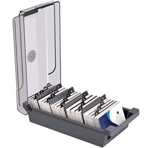 maxgear business card holder for desk, business card case organizer, credit card holder file, business card holders box storage, capacity: 500 cards (2.2” x 3.5”), 4 divider boards & a-z tabs, gray