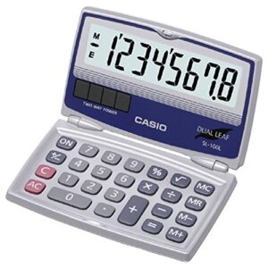 casio sl-100l basic solar folding compact calculator, multicolor