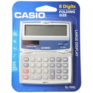 Casio SL-100L Basic Solar Folding Compact Calculator, Multicolor