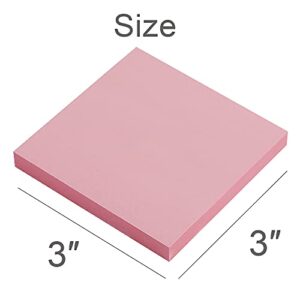 Sticky Notes 3x3 Inches,Light Pink Self-Stick Pads, Easy to Post for Home, Office, Notebook, 8 Pads/Pack