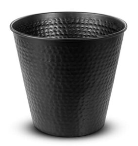 monarch abode matte black metal wastebasket trash can, hand hammered, bathroom decor