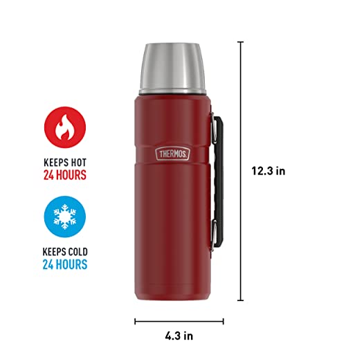 THERMOS Stainless King Vacuum-Insulated Beverage Bottle, 40 Ounce, Rustic Red