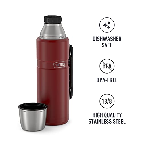 THERMOS Stainless King Vacuum-Insulated Beverage Bottle, 40 Ounce, Rustic Red