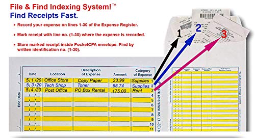 Receipts Organizer & Expense Envelopes. Receipt Organizer Envelopes That Record Business Expenses, Store Receipts and Log Auto Mileage. Organizes Receipts. Saves Taxes. 12/Pack. by PocketCPA.